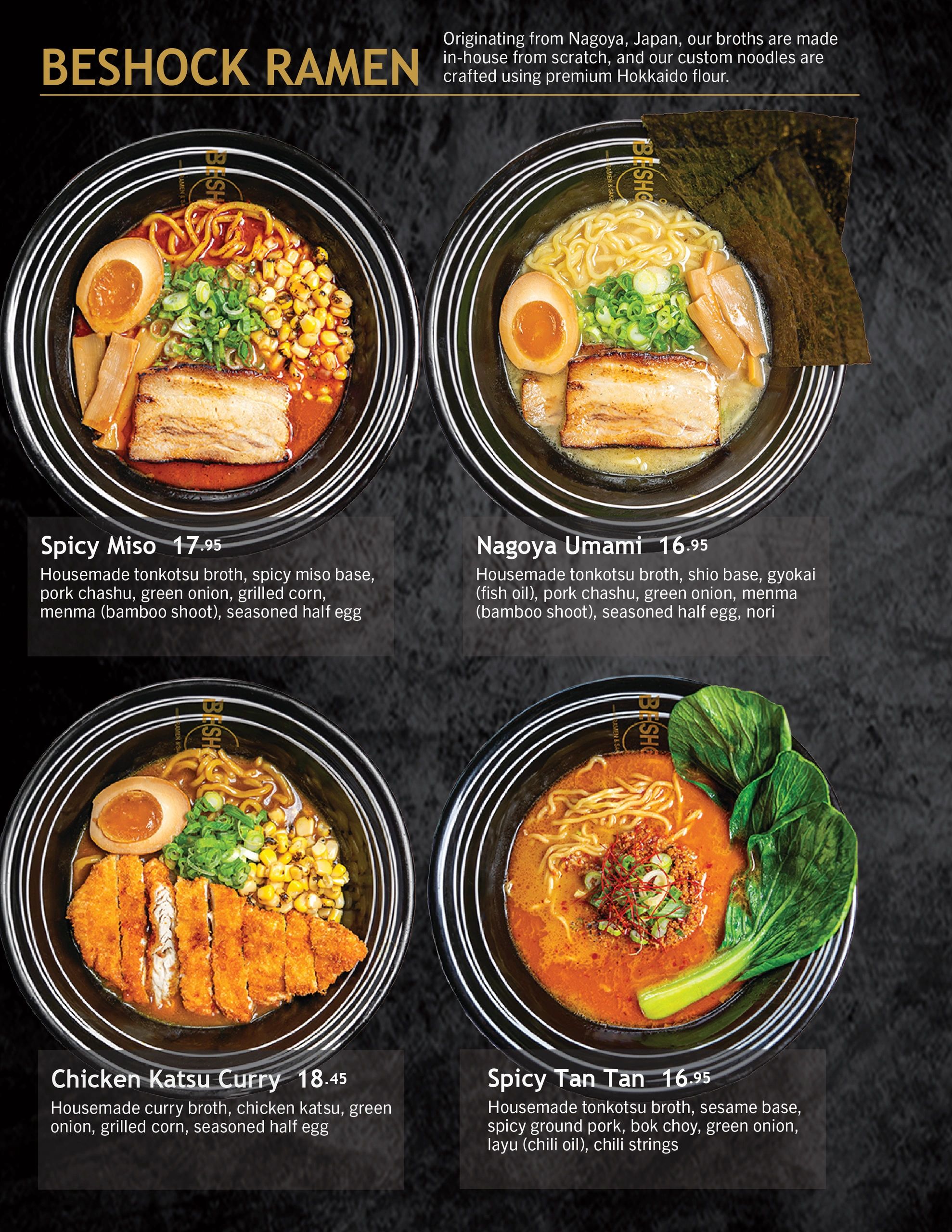 East Village Ramen Menu - Order Online at BESHOCK Ramen
